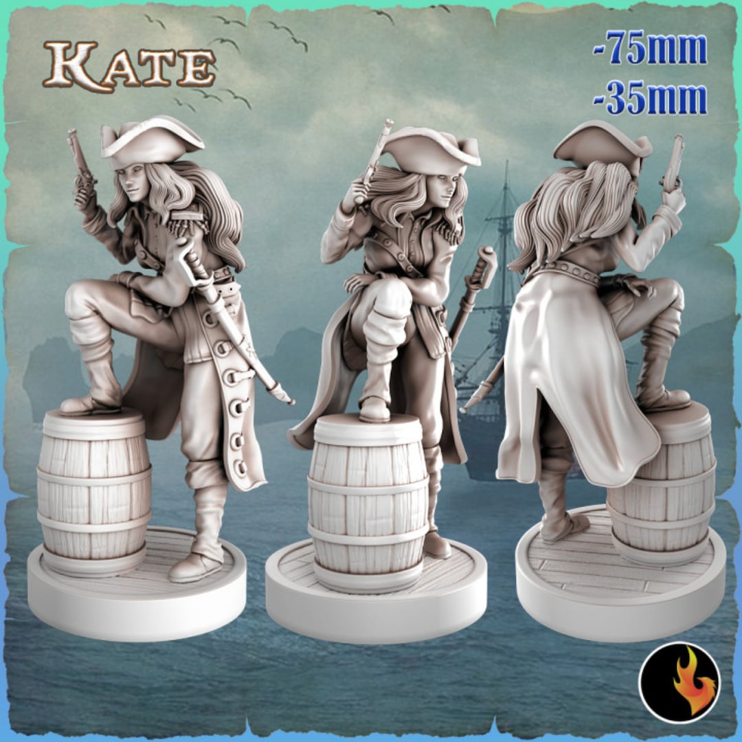 Kate, Pirate - Pirate Girls STL, Miniature for Tabletop Rpgs | Dungeons ...
