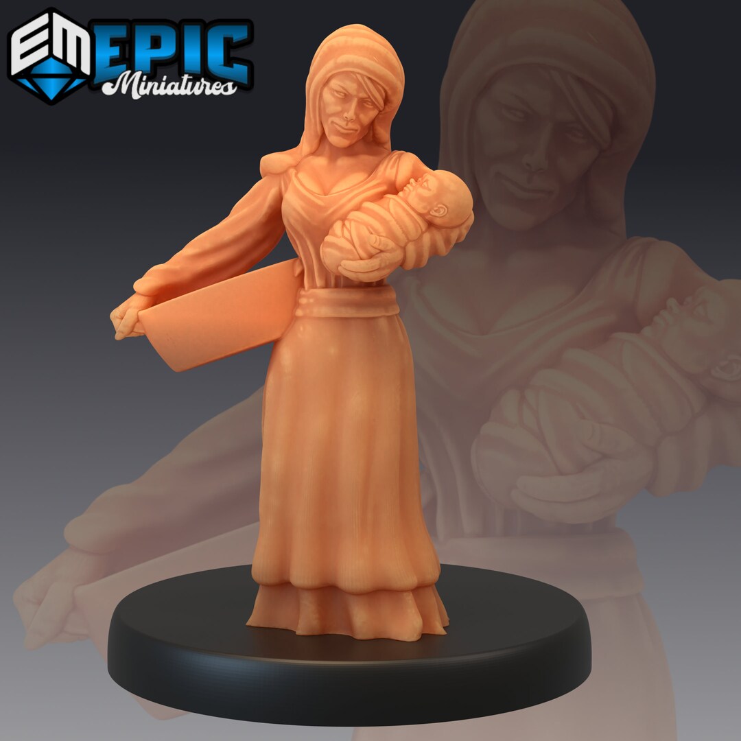 Villager Mother With Infant, Female Human - Epic Miniatures | Dungeons ...