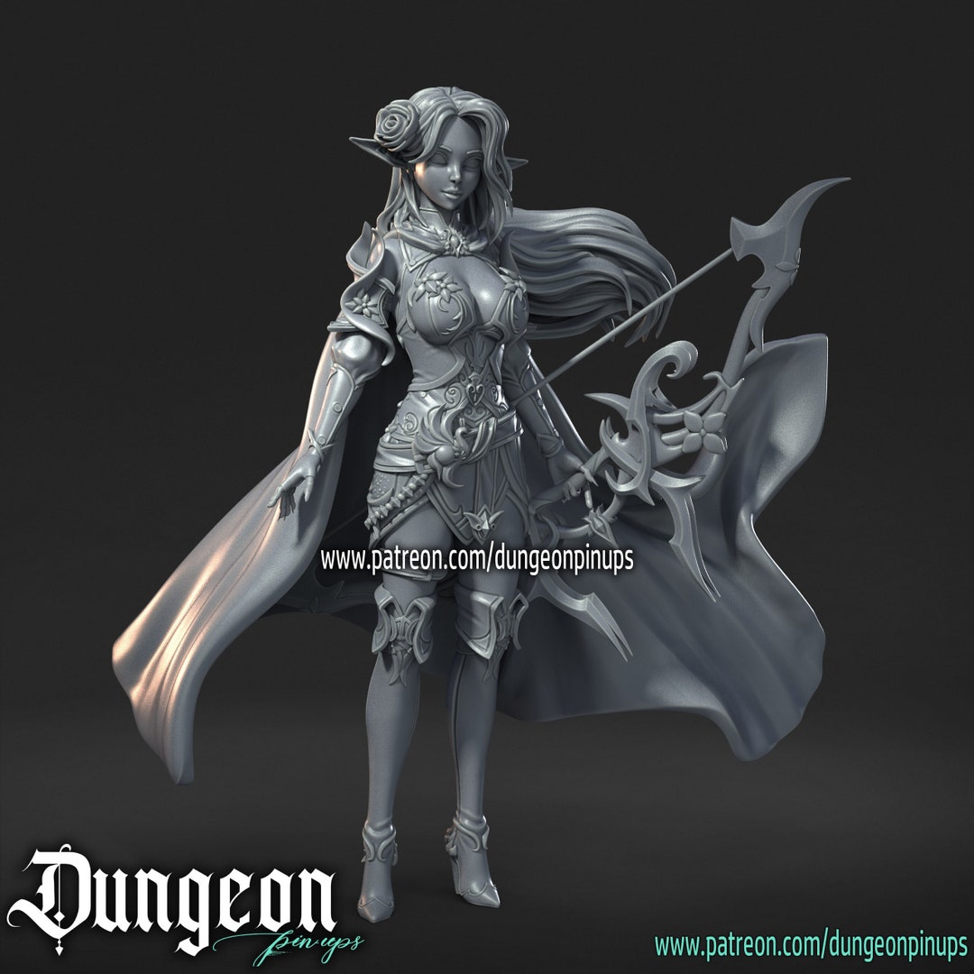 Fleur, Elf Archer Pin-up Miniature for Tabletop Rpgs | Dungeon Pin-ups ...