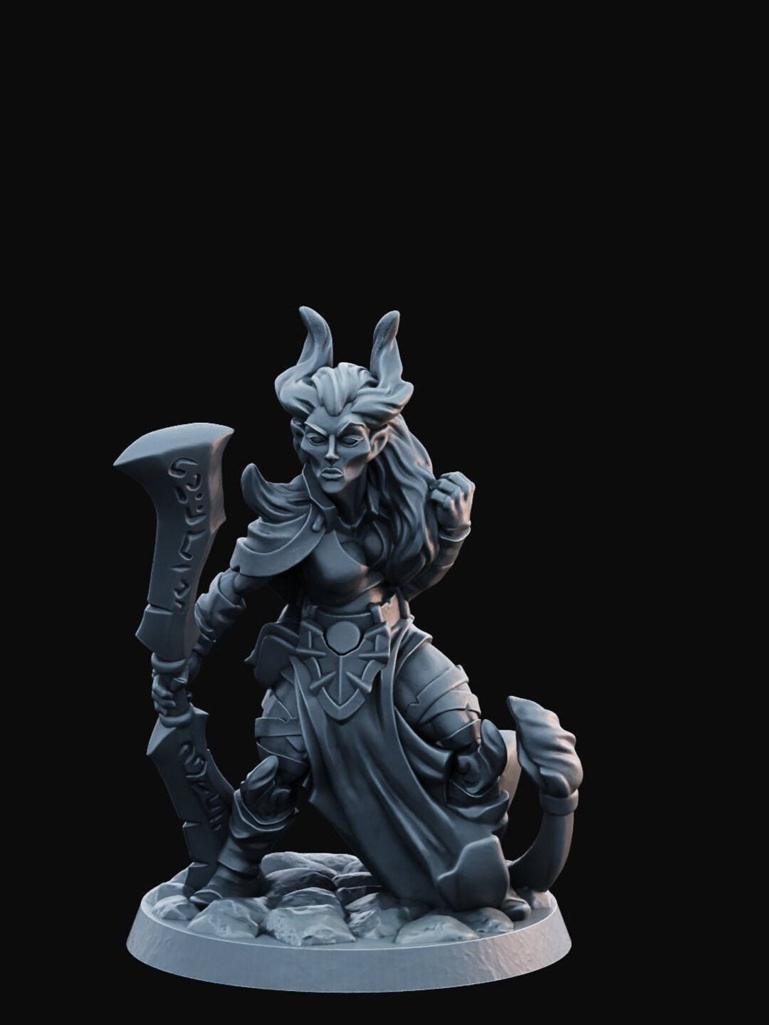 Female Tiefling Fighter Miniature for Tabletop Rpgs | Heroes of the ...
