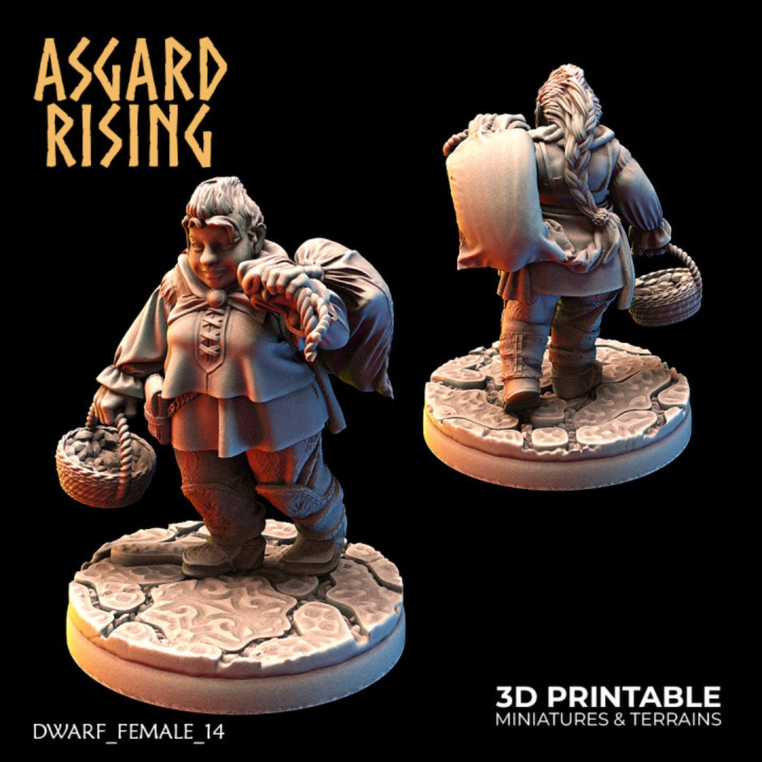 Dwarf Female Townsfolk Miniature for Tabletop Rpgs | Asgard Rising ...