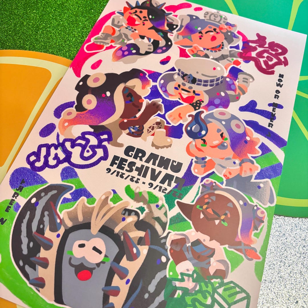 LARGE POSTER Splatoon Grandfest Three Wishes Squid Sisters off the Hook ...