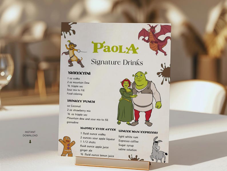Shrek Party Bar Alcohol Sign, Printable and Editable for a Memorable ...