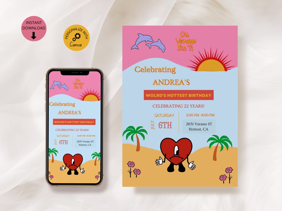 Bad Bunny Invitation Template