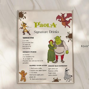Shrek Party Bar Alcohol Sign, Printable and Editable for a Memorable ...