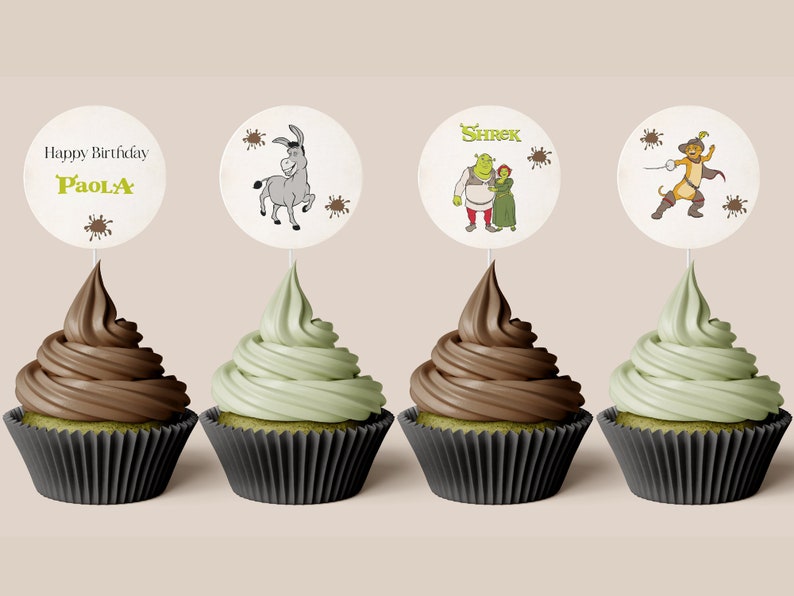 Top off Your Shrek Party Bash With Editable Cupcake Toppers - Etsy