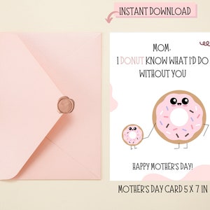 Funny Donut Mother's Day Card | Playful Pun (digital Download) - Etsy