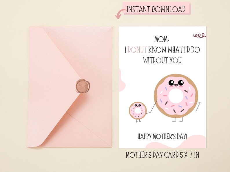 Mother's Day Card | I Donut Know What I'd Do Without You | Funny Mother ...