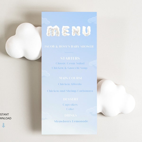 Baby Shower Clouds Menu - Etsy