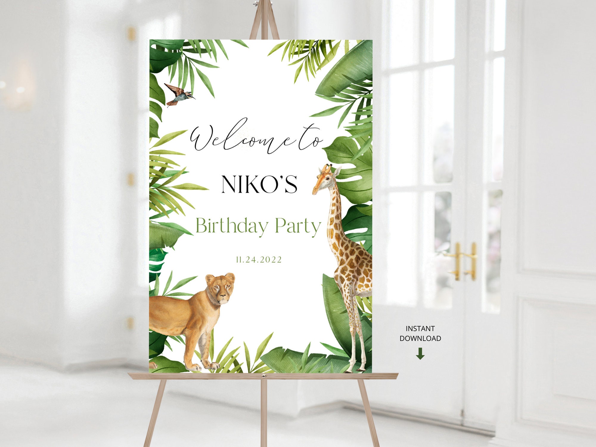 EDITABLE Safari Party Welcome Sign, Jungle Safari Birthday Party ...