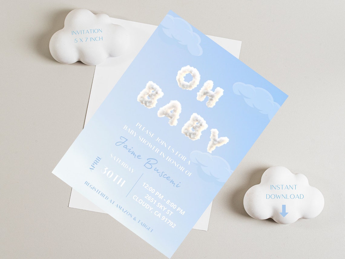 A Little Blue Cloud is on the Way Fun and Editable Baby - Etsy