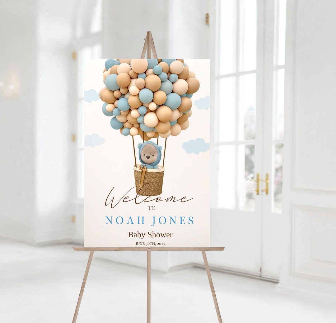 Beary Excited to Welcome You! Editable Bear Balloons Baby Shower ...