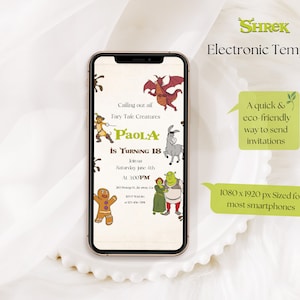 Editable Shrek Birthday Party Invitation Template, Printable Evite ...