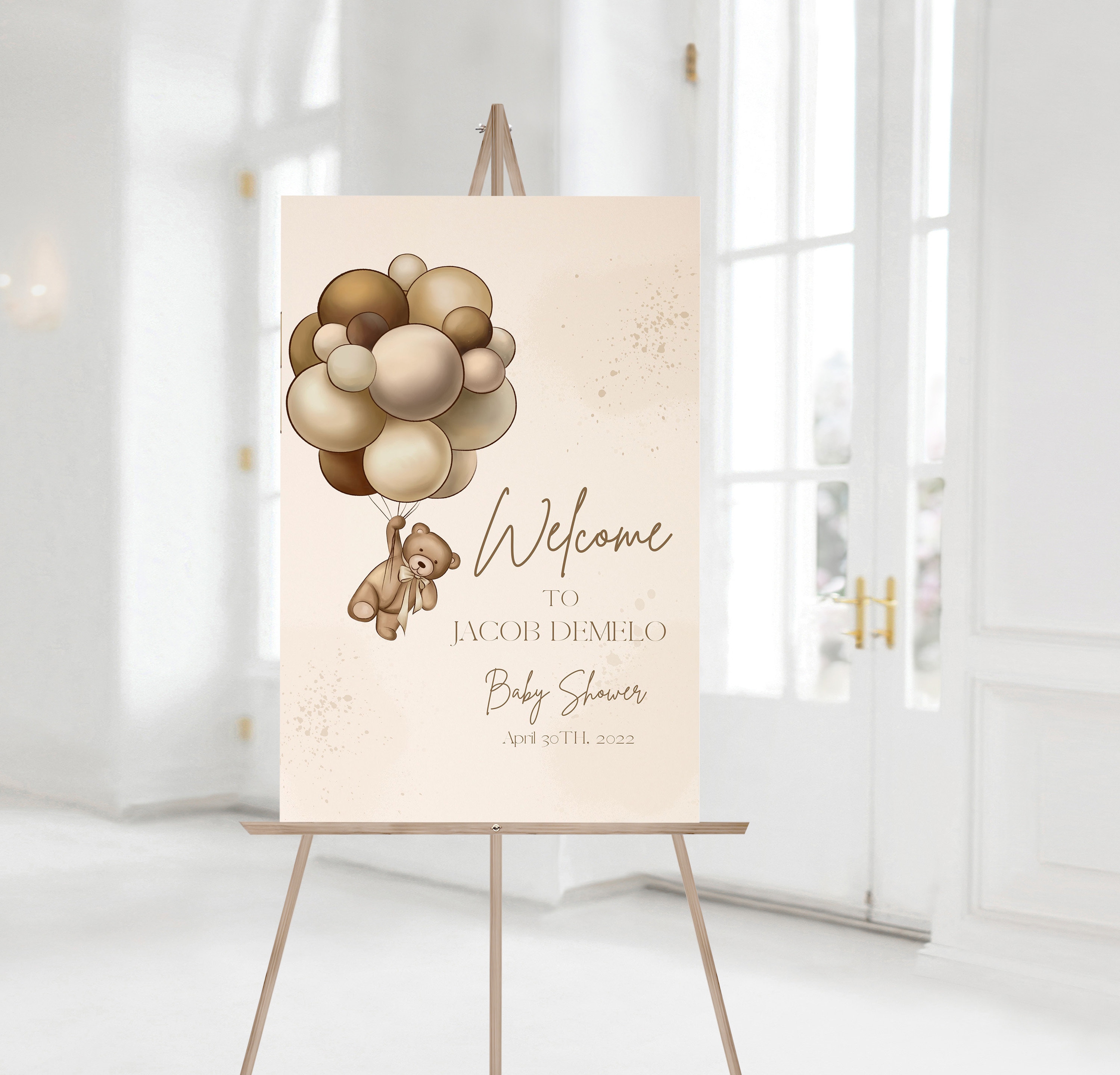 Gender Neutral Editable Welcome Sign EDITABLE Bear Balloon Welcome Sign ...