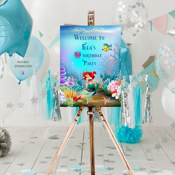 Ariel Birthday Party Welcome Sign - Etsy