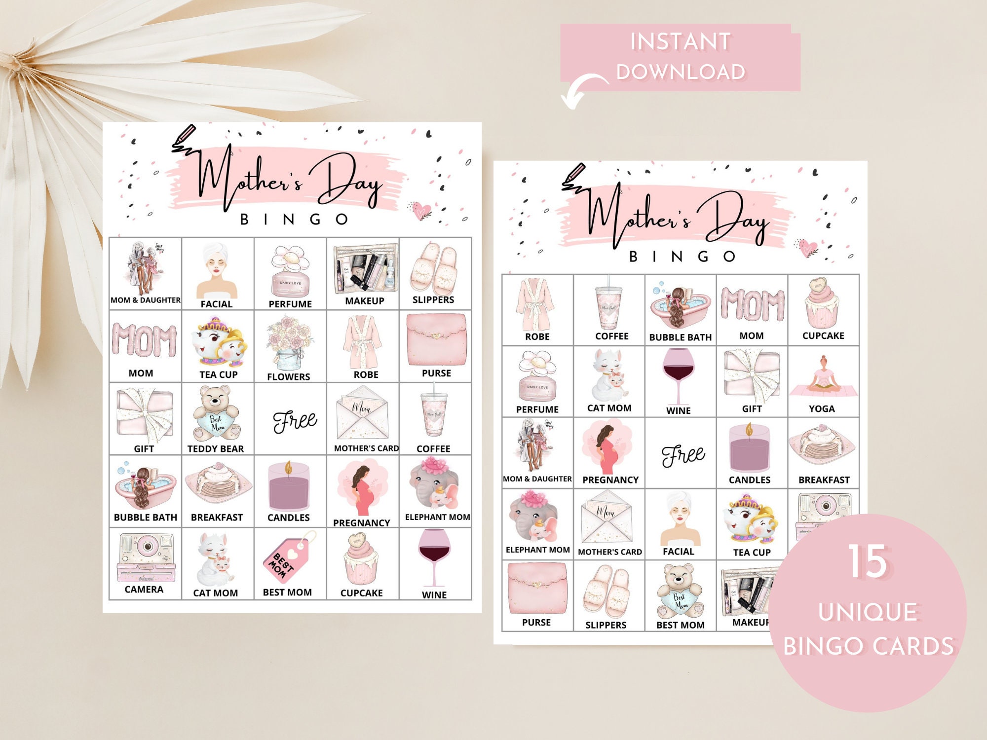Mother's Day Bingo Game | 15 Printable Cards (PDF) - Etsy