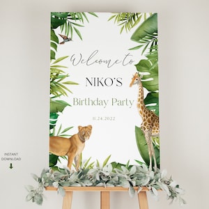 Editable Safari Birthday Welcome Sign, Jungle Animals (digital Download ...