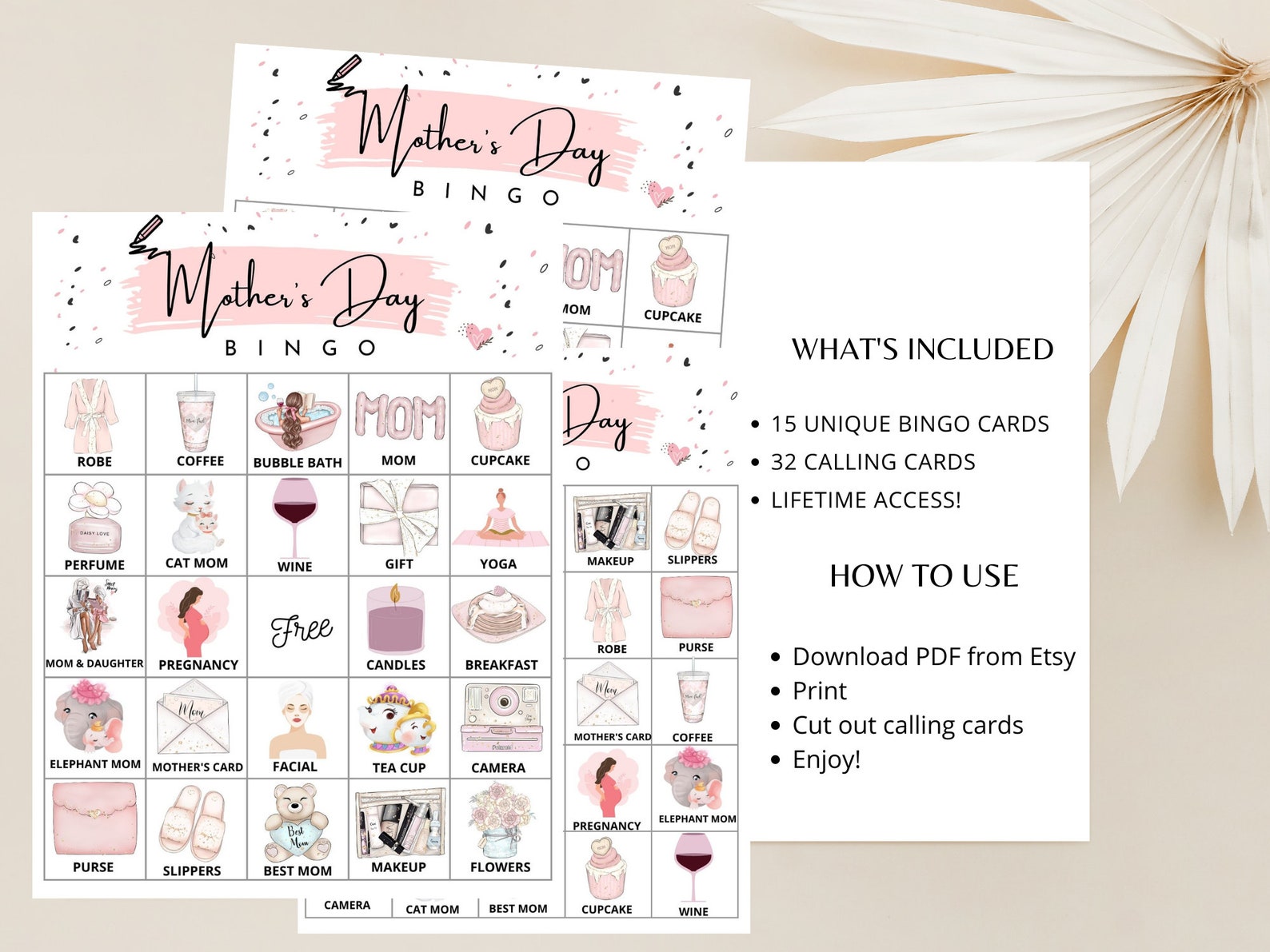 Mother's Day Bingo 15 Printable Bingo Cards - Etsy
