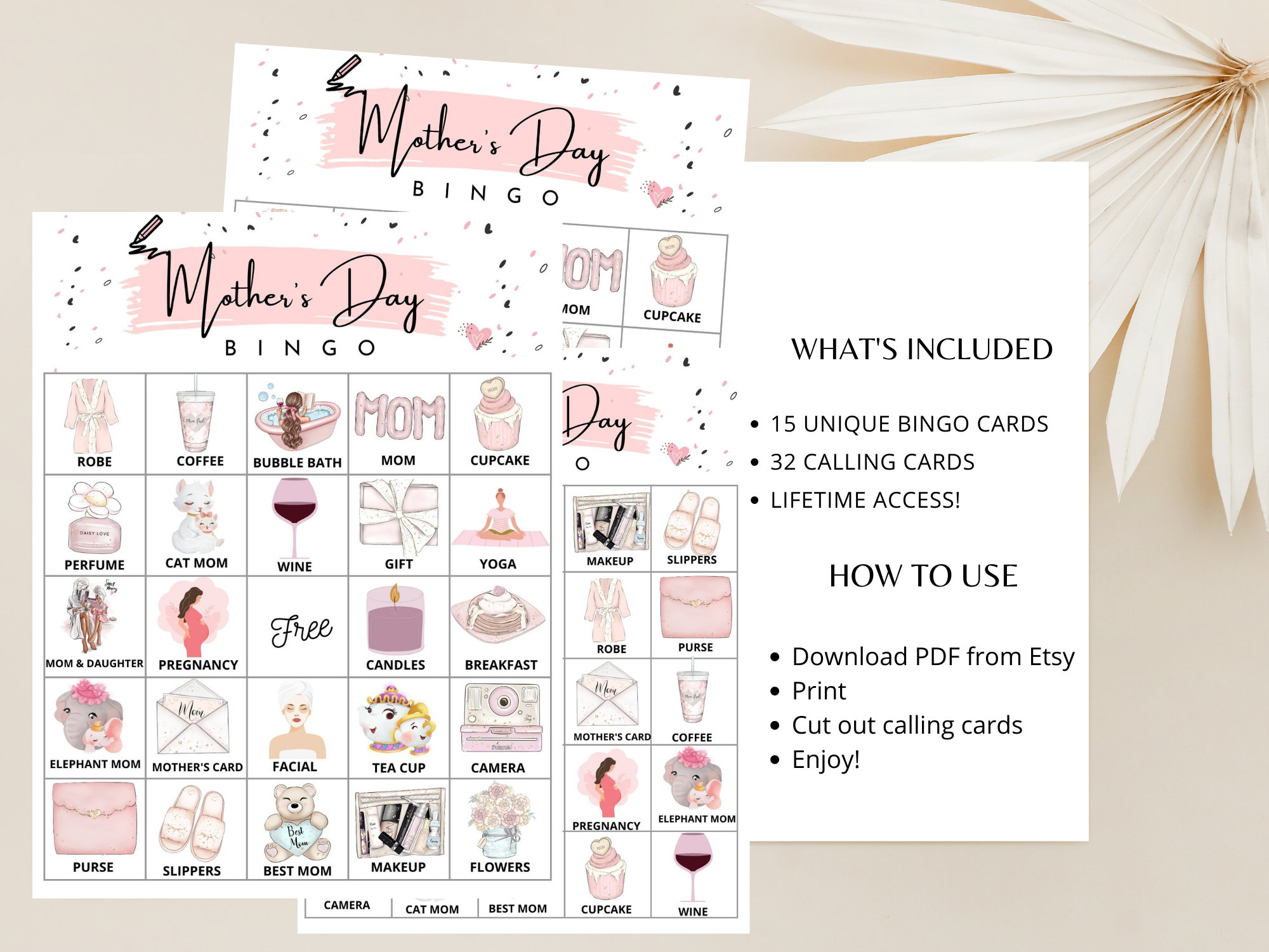 Mother's Day Bingo 15 Printable Bingo Cards - Etsy