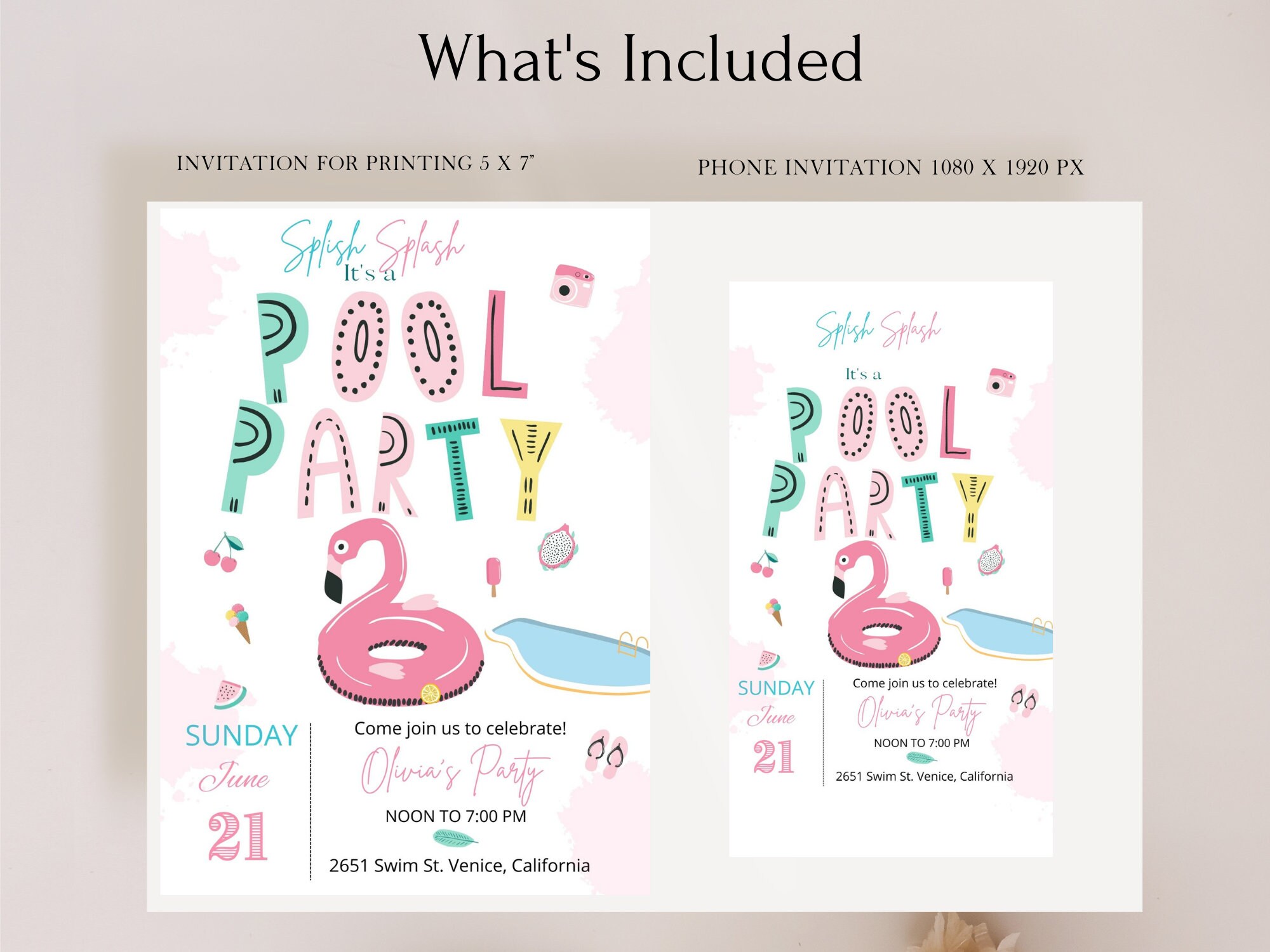 EDITABLE Pool Party Invitation Pool Party Birthday - Etsy