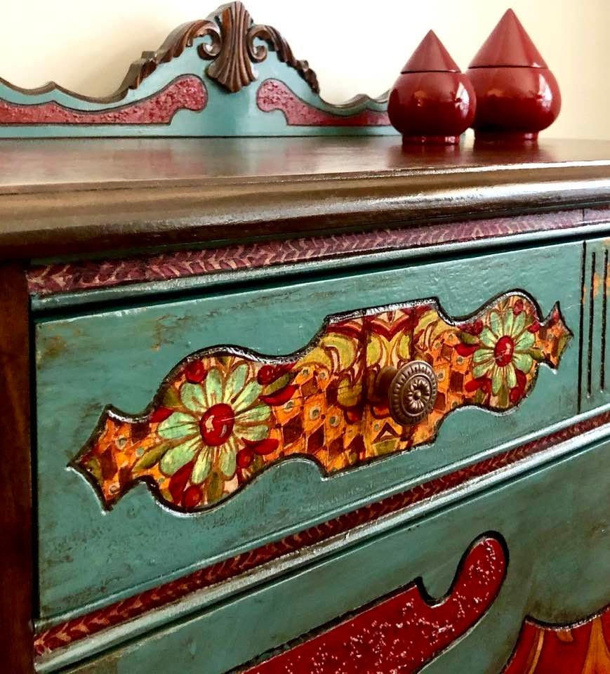 SOLD Do NOT Buy Boho Chest of Drawers Eclectic Custom Home Decor Hand ...