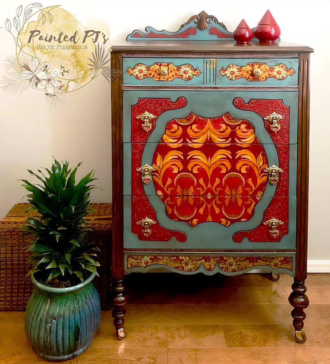 SOLD Do NOT Buy Boho Chest of Drawers Eclectic Custom Home Decor Hand ...