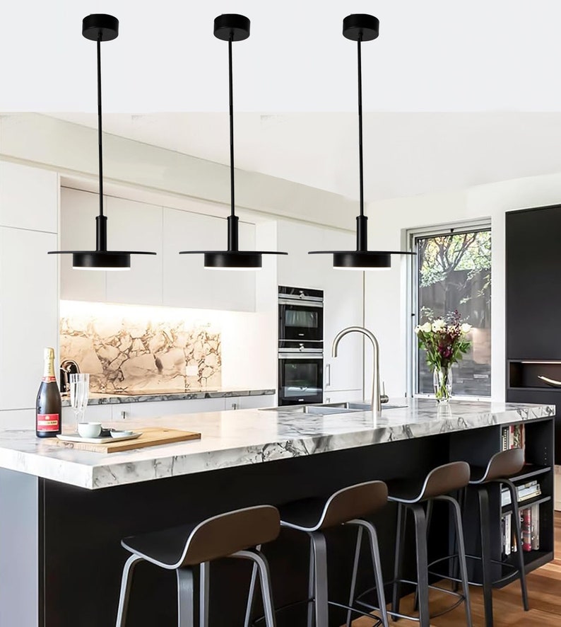 WITH LED MODERN Kitchen İsland Countertop Chandelier Pendant Lamp 3 Pcs ...