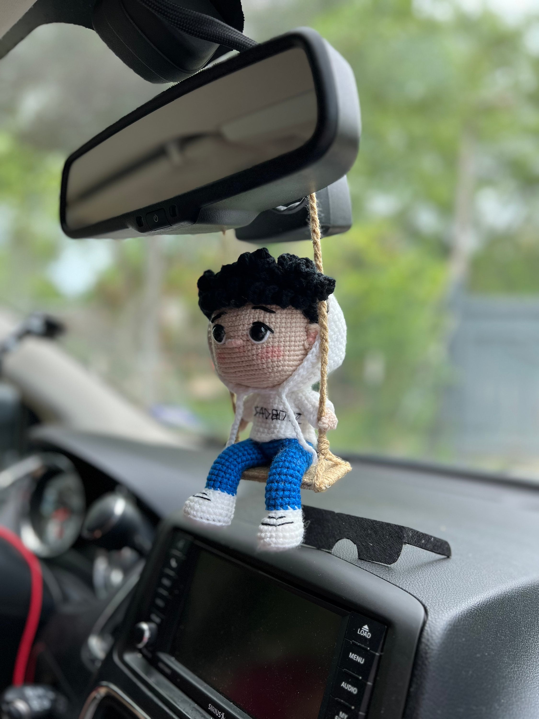 Junior H Crochet Doll: Handmade Car Mirror Accessory - Etsy
