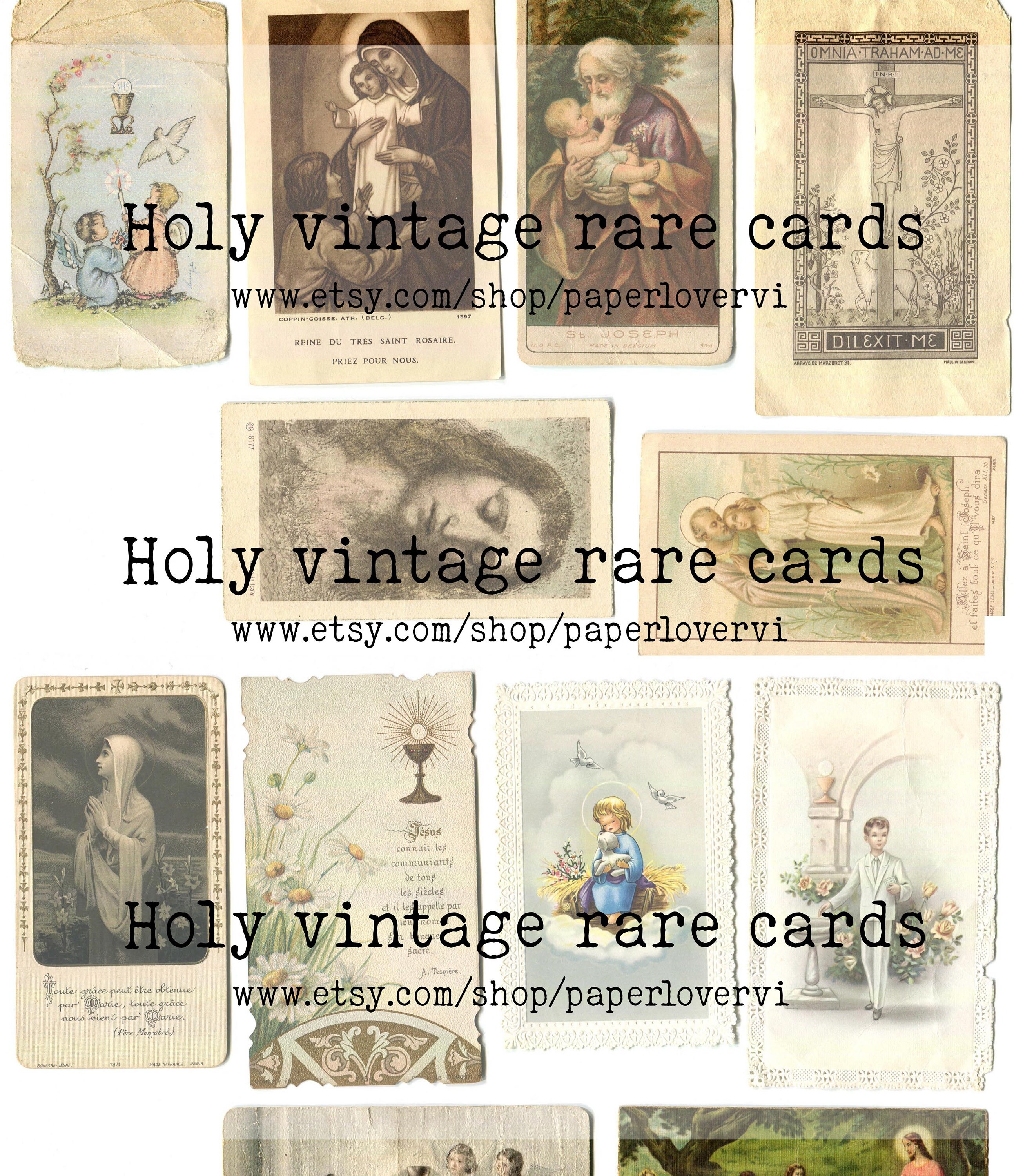 36 Vintage Holy Cards Printables 6 Pages Scans Collage Sheet Junk ...