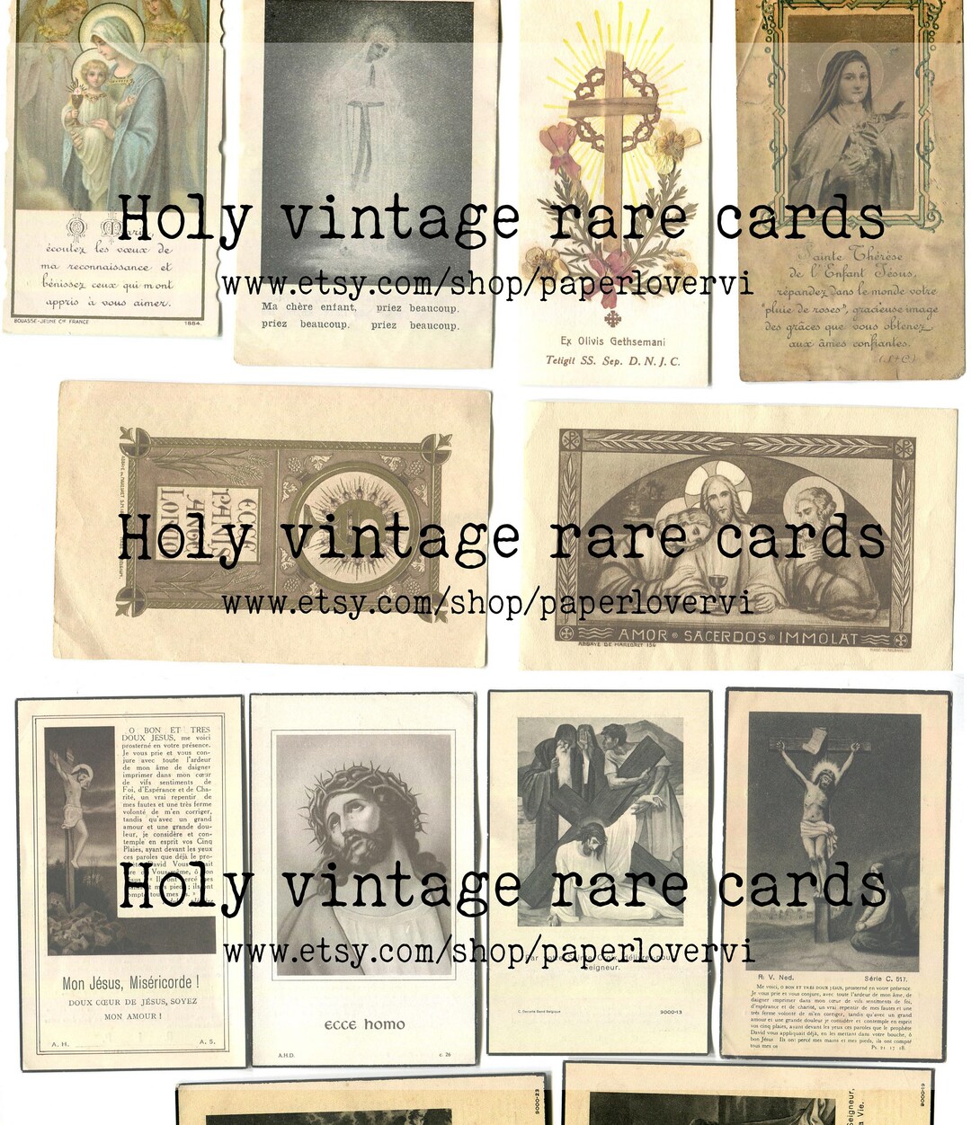 Rare 30 Holy Cards Printables 5 Pages Scans Collage Sheet Junk Journal ...