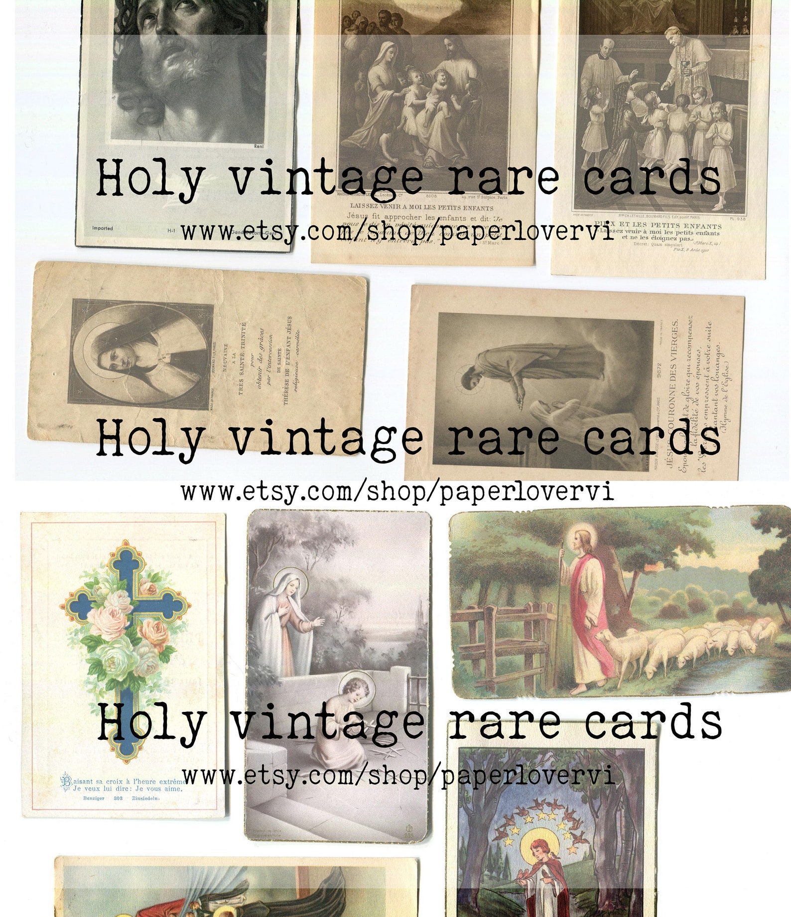 Vintage Rare 35 Holy Cards Printables 6 Pages Scans Collage Sheet Junk ...