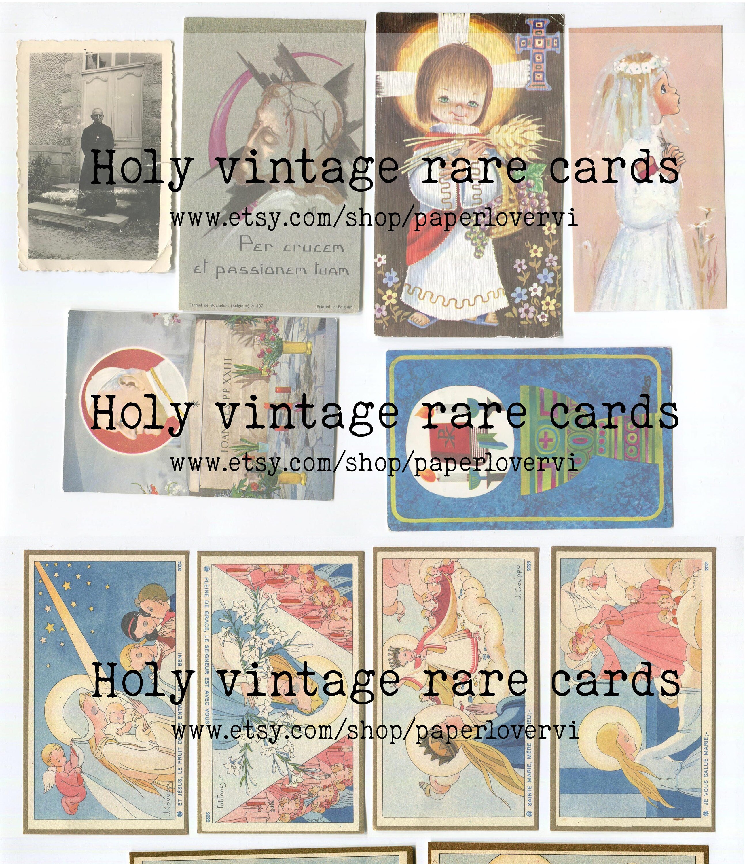 36 Vintage Holy Cards Printables 6 Pages Scans Collage Sheet Junk ...