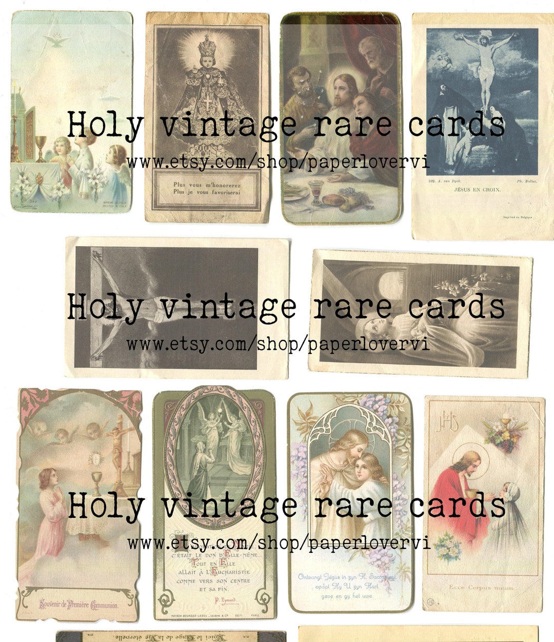 Vintage Rare 35 Holy Cards Printables 6 Pages Scans Collage Sheet Junk ...