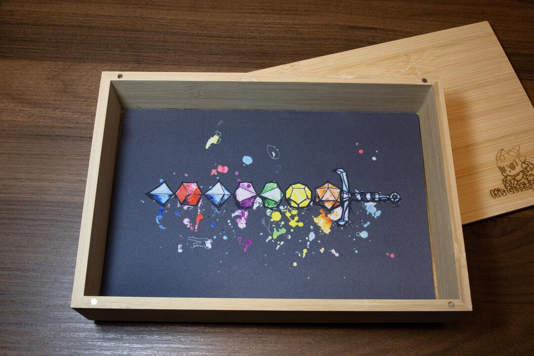 Color Splash Dice Sword Bamboo Dice Tray With Magnetic Lid - Etsy