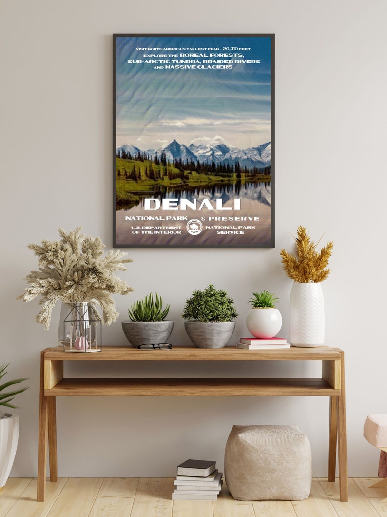 Denali National Park Poster | Alaska National Park | Denali Lake Poster ...
