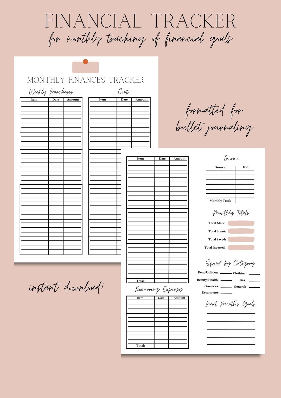 Expense Tracker, Business Expense Log Printable, Spending Tracker ...