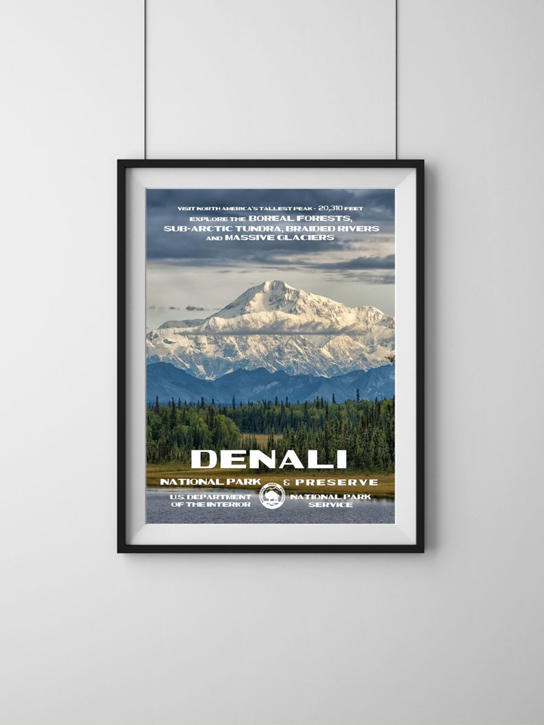 Denali National Park Poster | Vintage WPA Travel Print (digital ...