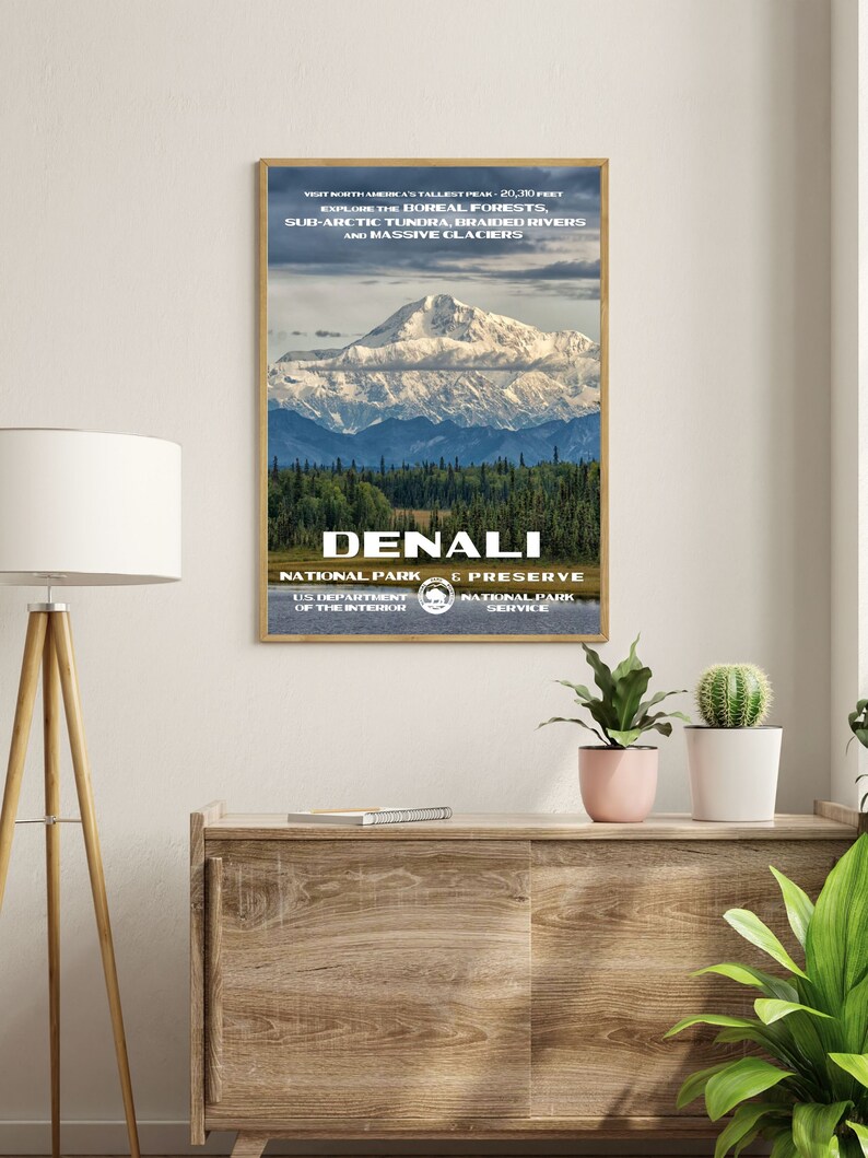 Denali National Park Poster | Vintage WPA Travel Print (digital ...