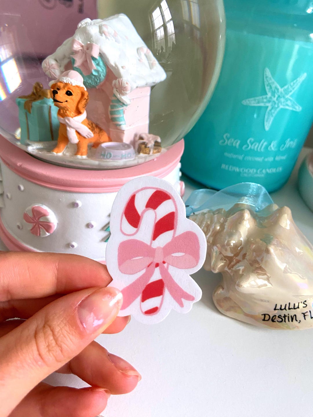 Coquette Candy Cane Waterproof Sticker - Etsy