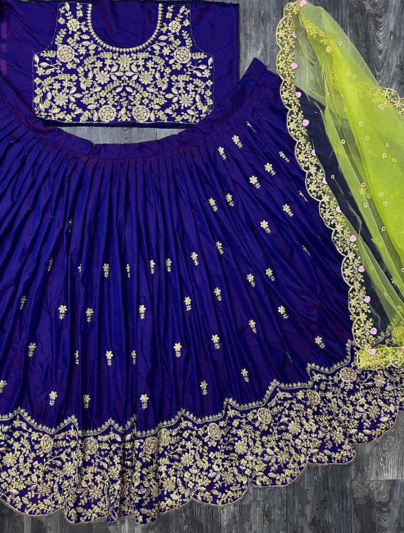 Navy Blue Silk Lehenga Choli Pakistani Wedding Bridal Lengha - Etsy