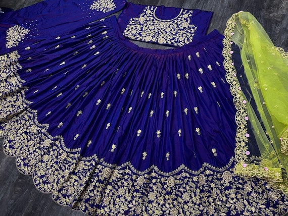 Navy Blue Silk Lehenga Choli Pakistani Wedding Bridal Lengha - Etsy