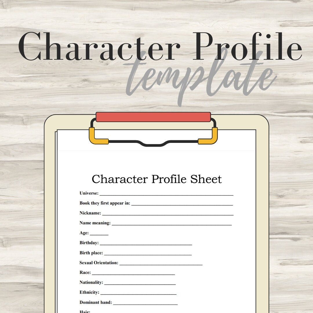 Character Profile Sheet (basic) 61 Questions - Etsy