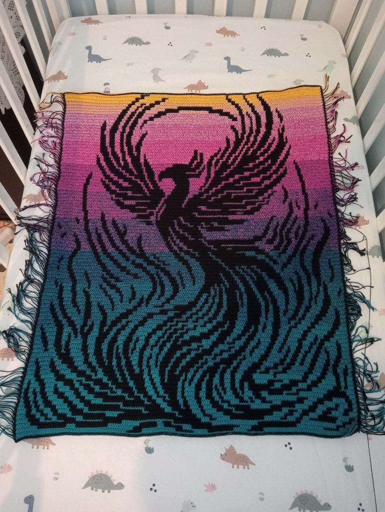 Rise Above Phoenix Overlay Mosaic Throw Blanket Pattern - Etsy