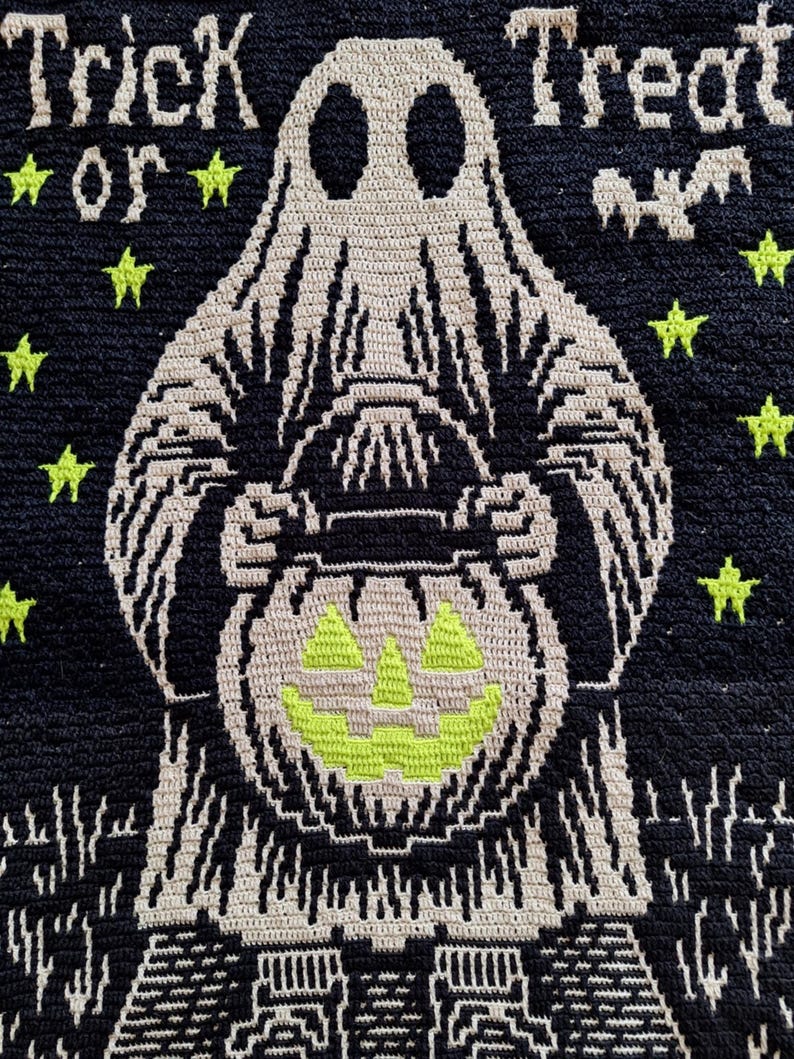 Trick or Treat Terror Overlay Mosaic Crochet Throw Blanket Pattern - Etsy