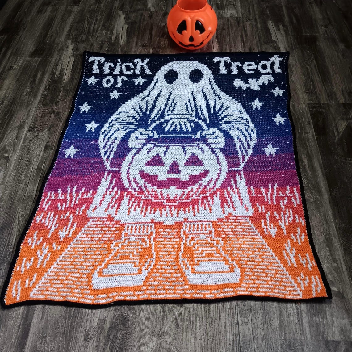 Trick or Treat Terror Overlay Mosaic Crochet Throw Blanket Pattern - Etsy