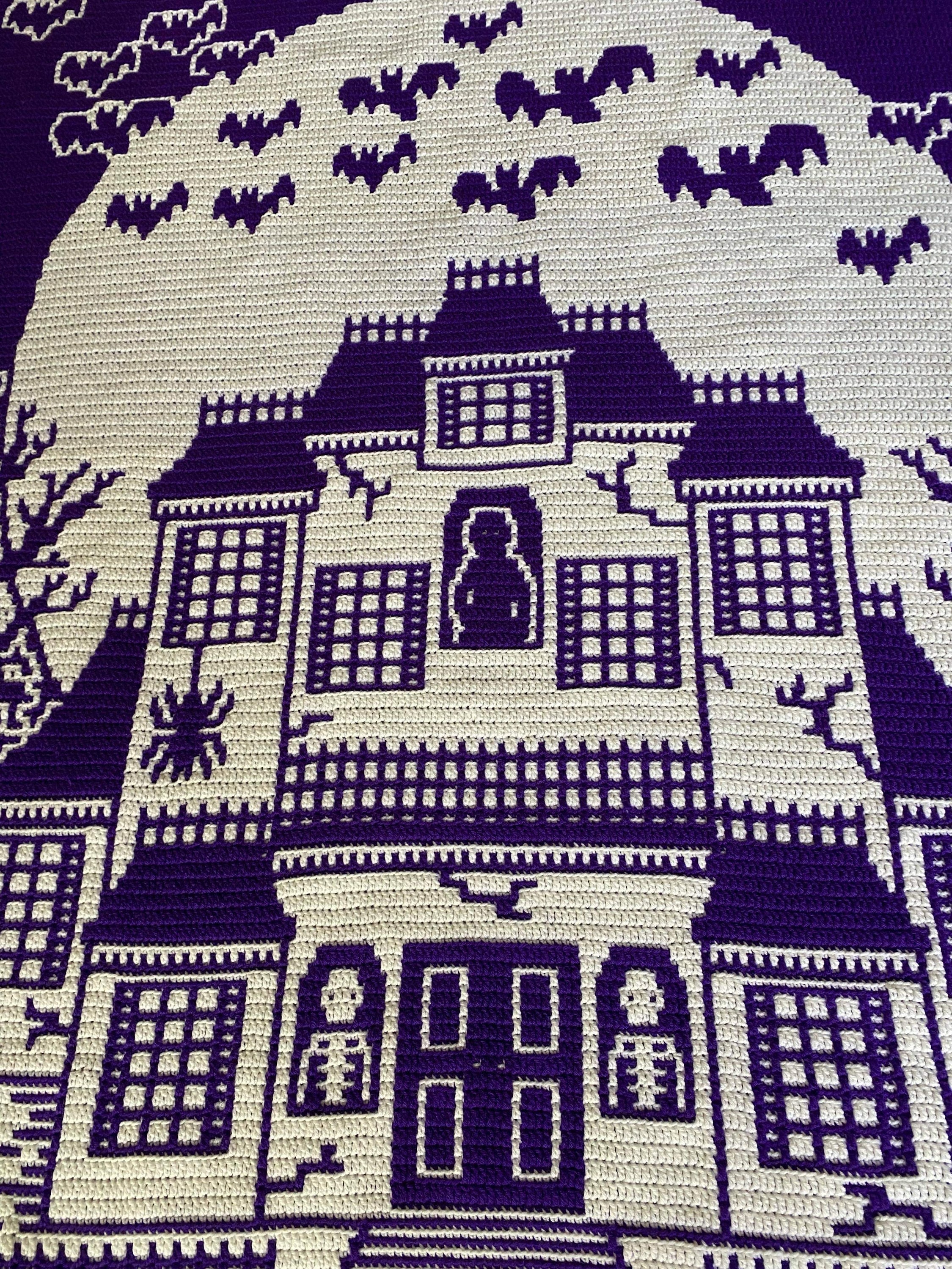 Haunted Hilltop Horror House Overlay Mosaic Crochet Pattern - Etsy