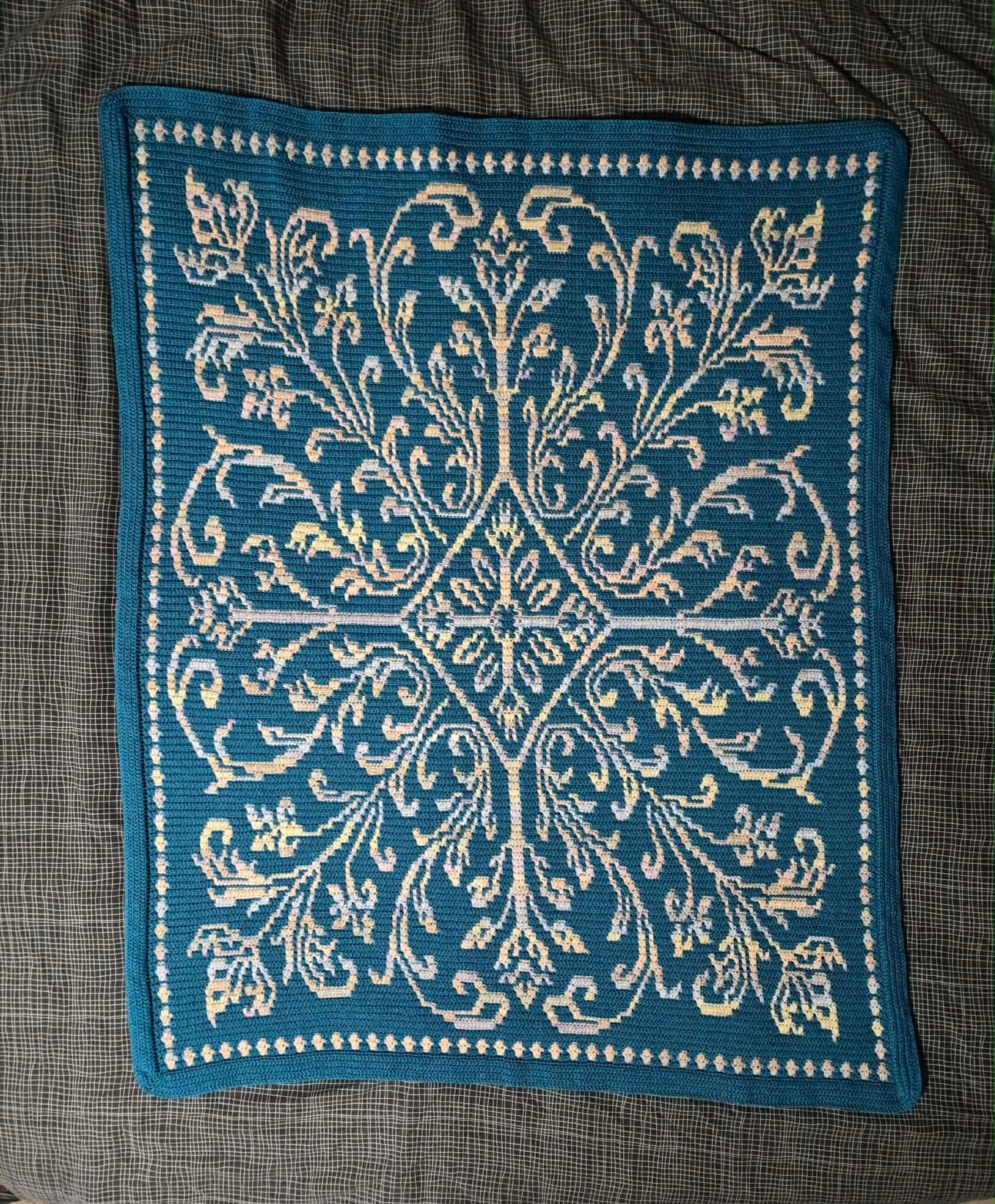Antique Scrollwork Overlay Mosaic Crochet Blanket Pattern - Etsy