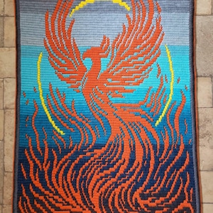 Rise Above Phoenix Overlay Mosaic Throw Blanket Pattern - Etsy