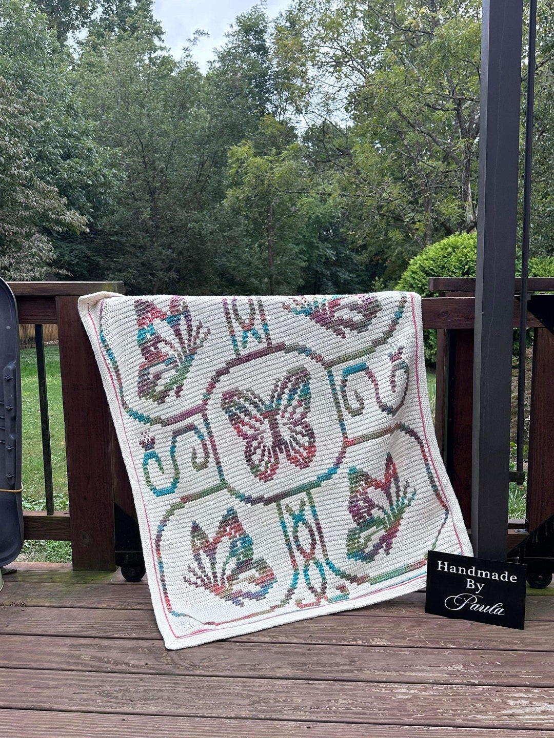 Butterfly Filigree Overlay Mosaic Blanket Pattern - Etsy