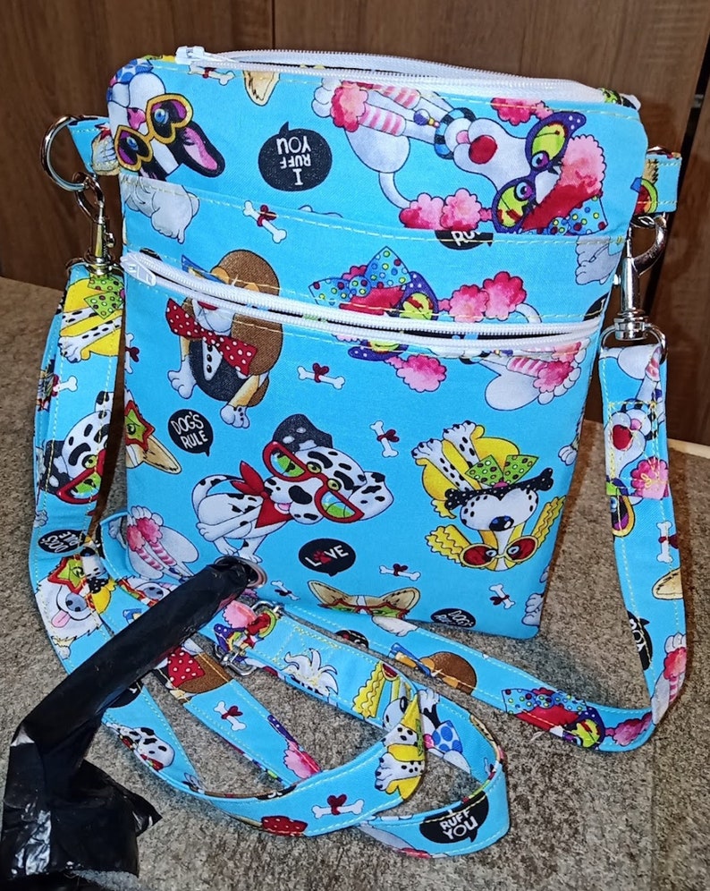 Dog Walking Bag With Dispensing Hole for Poo Bags Blue Dogs - Etsy